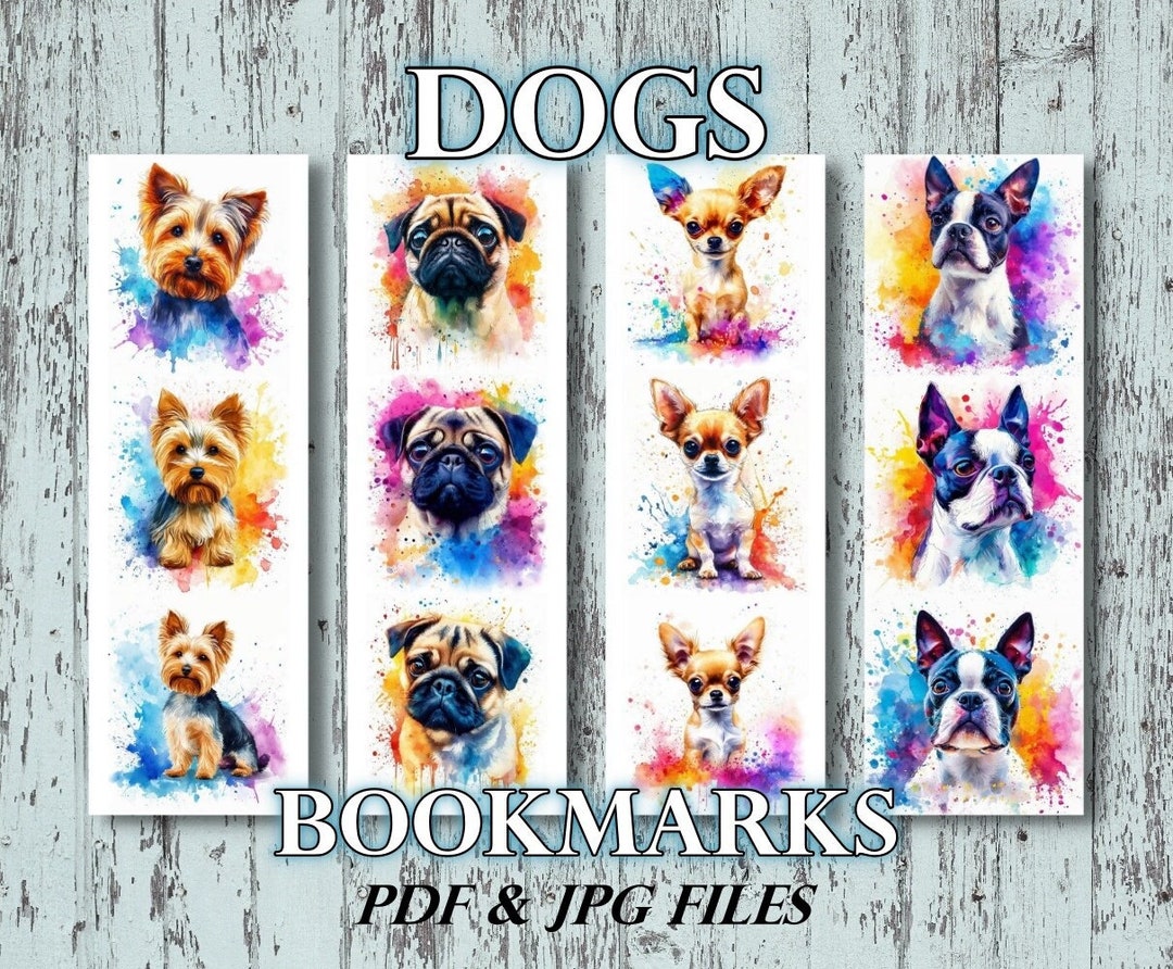 Dogs Bookmarks, Printable, Digital Download, Yorkshire, Boston Terrier ...