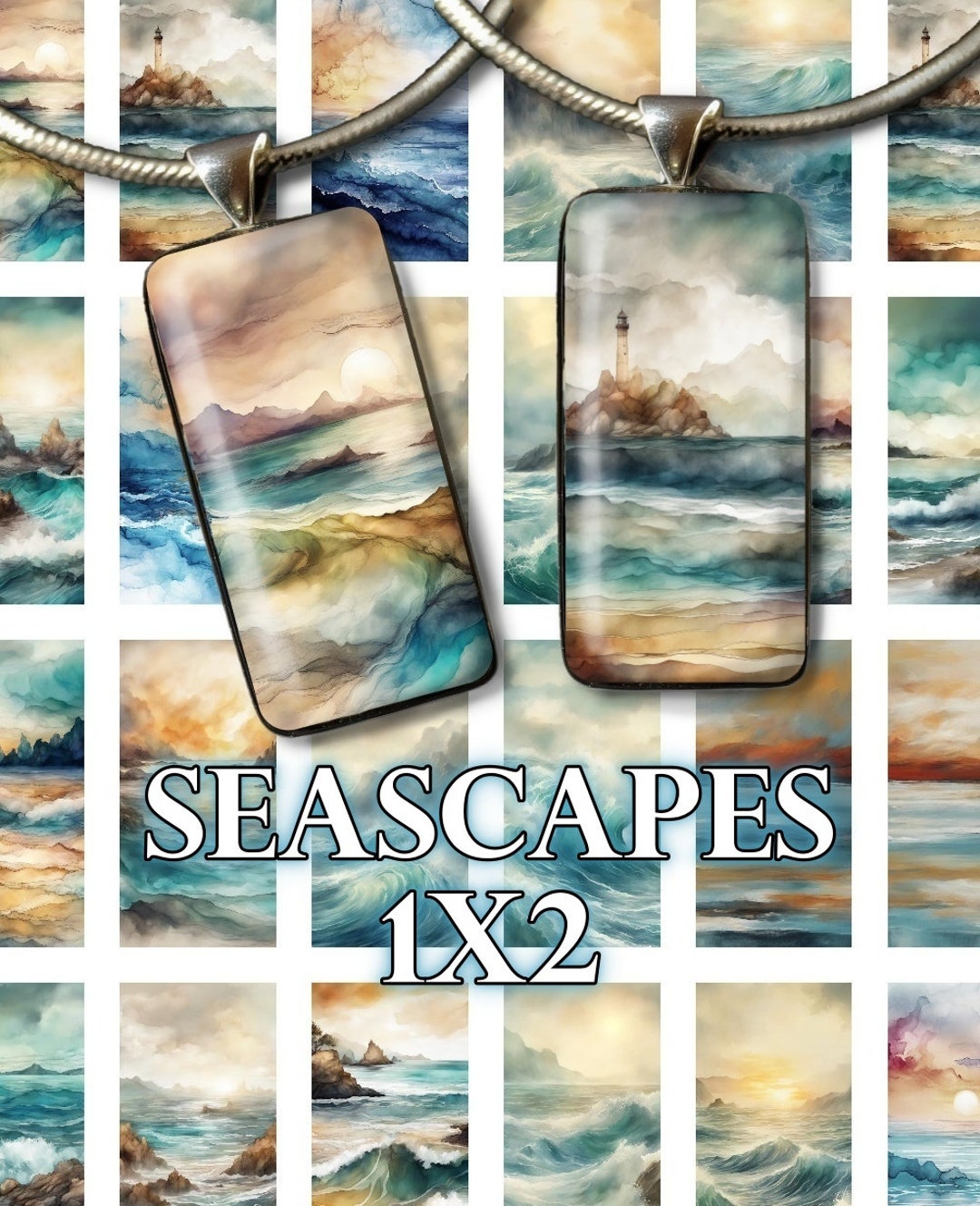 Seascapes Printable, Ocean, Sea, Beach, Digital Download, 1x2 Inch ...