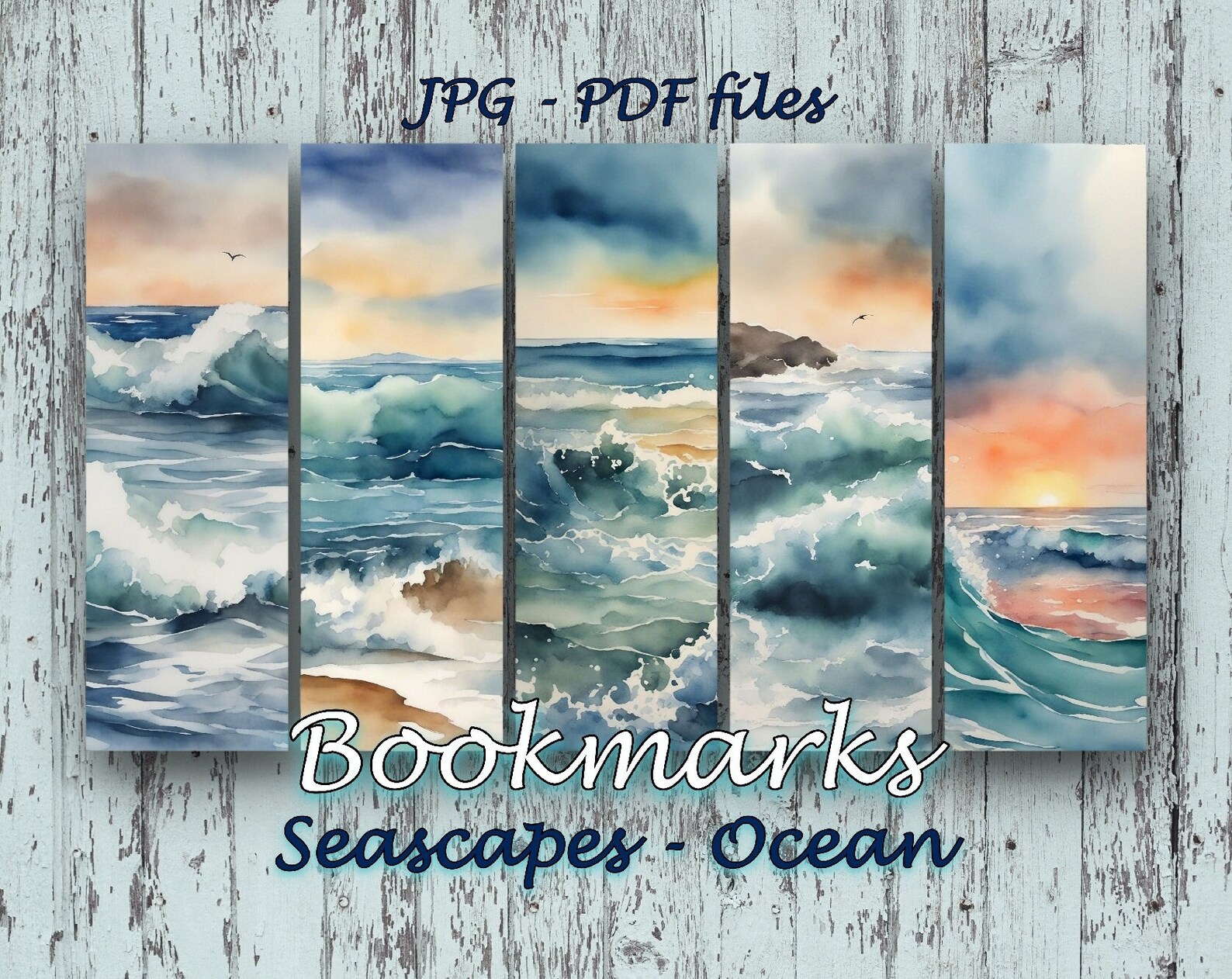 Seascapes Bookmarks, Ocean Bookmarks, Printable Digital Download, Sea ...