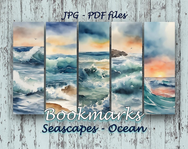 Seascapes Bookmarks, Ocean Bookmarks, Printable Digital Download, Sea ...