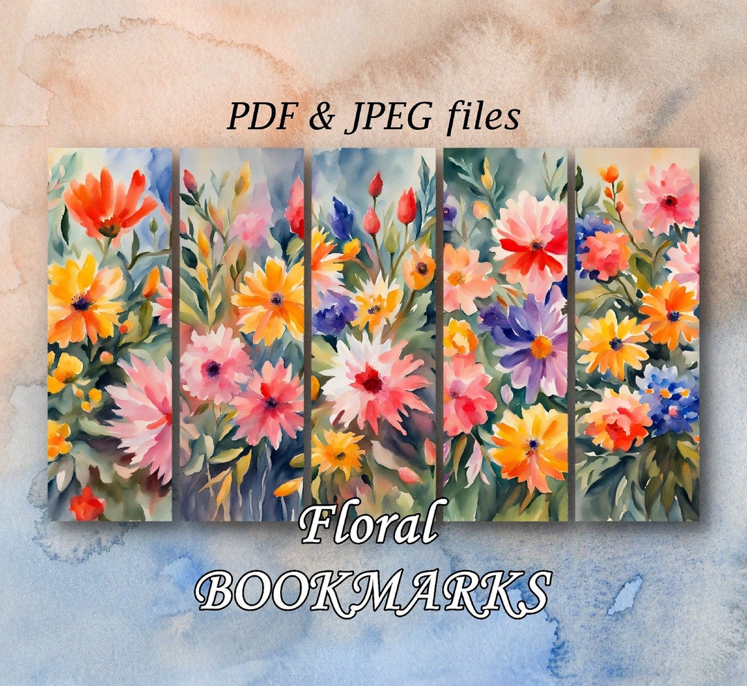 Bookmarks Floral Bookmarks Flowers Printable Digital - Etsy