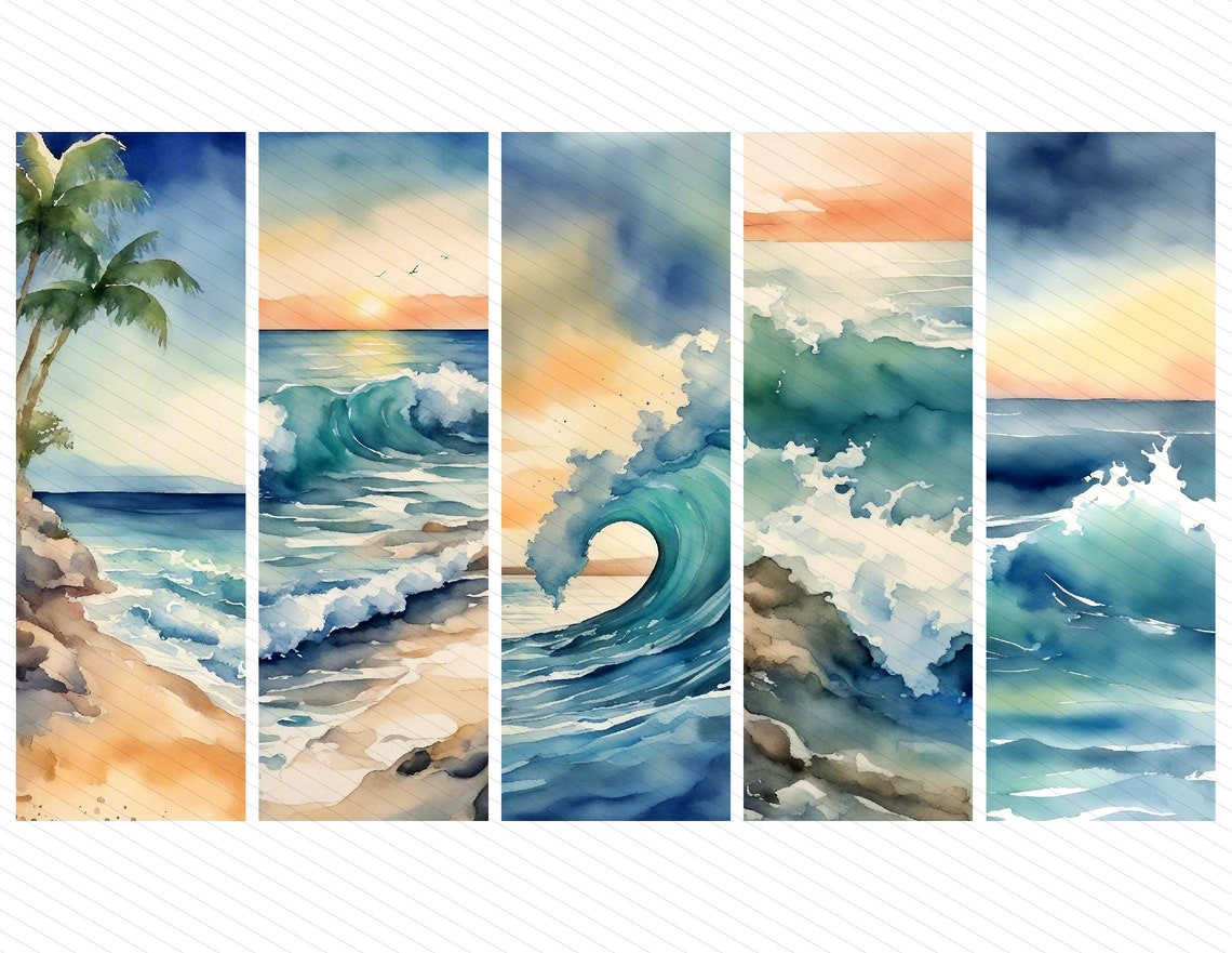 Seascapes Bookmarks, Ocean Bookmarks, Printable Digital Download, Sea ...