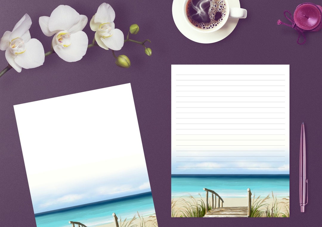 Digital Printable Journal Page Sea View 284 Ocean Beach Stationary 8.5 ...