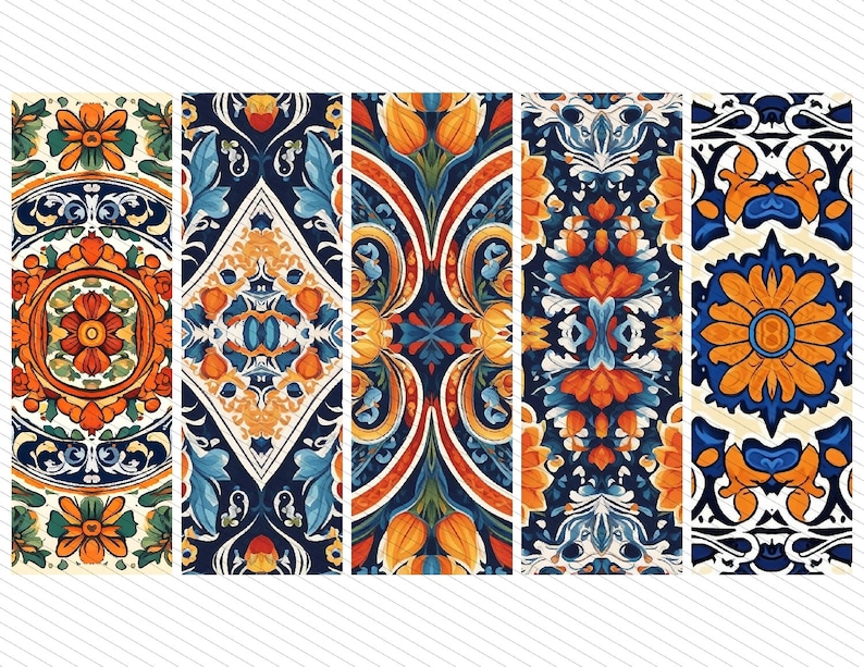 Bookmarks, Abstract Bookmarks, Printable Digital Download, Talavera ...