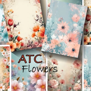 ATC Flowers Floral Printable Digital Download 2.5 X 3.5 Inches, Junk ...