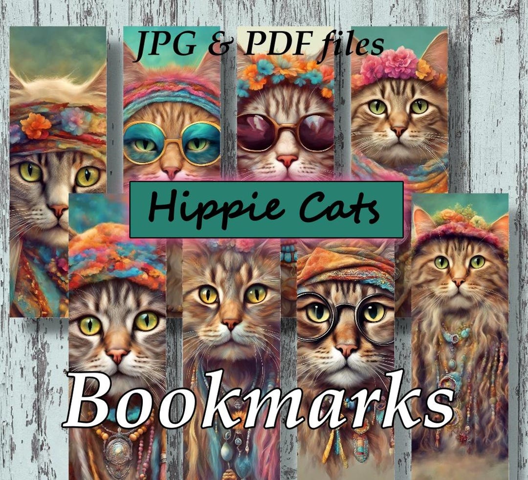 Bookmarks, Cats Bookmarks, Printable Digital Download, Funny Cats in ...