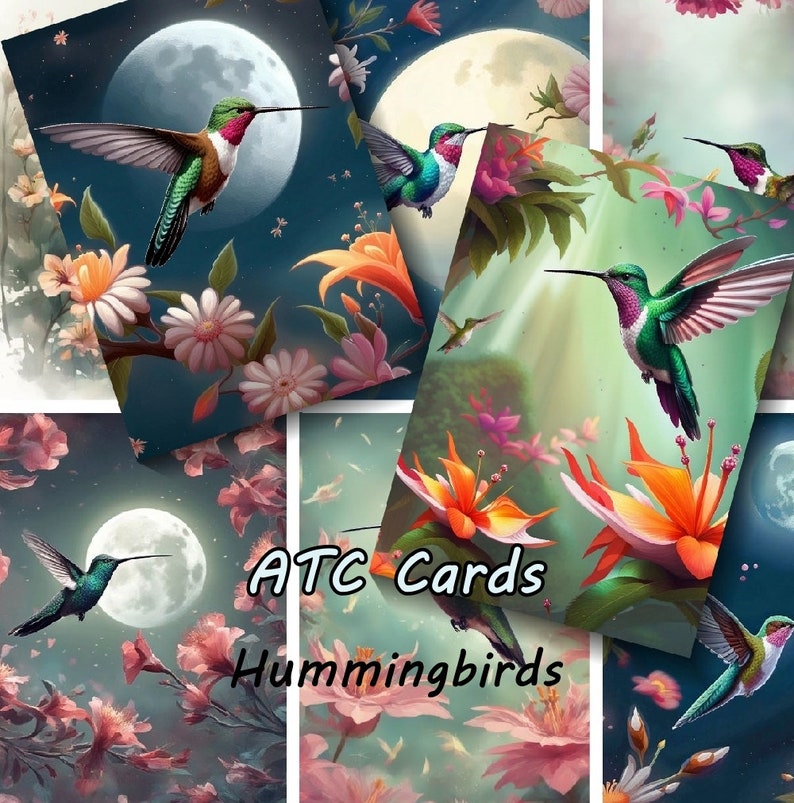 ATC Hummingbirds Birds Printable Digital Download 2.5 X 3.5 Inches ...