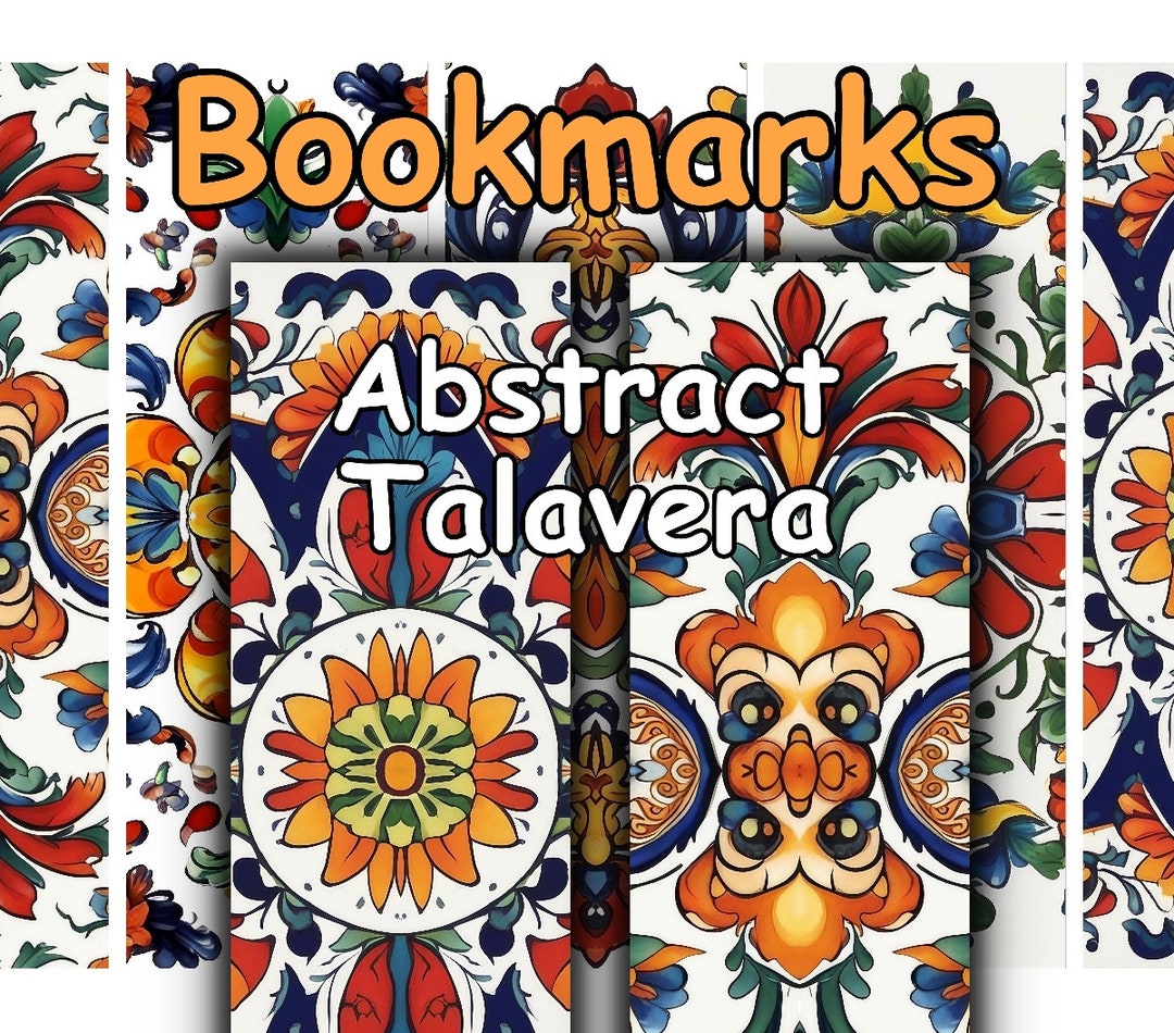 Bookmarks, Abstract Bookmarks, Printable Digital Download, Talavera ...
