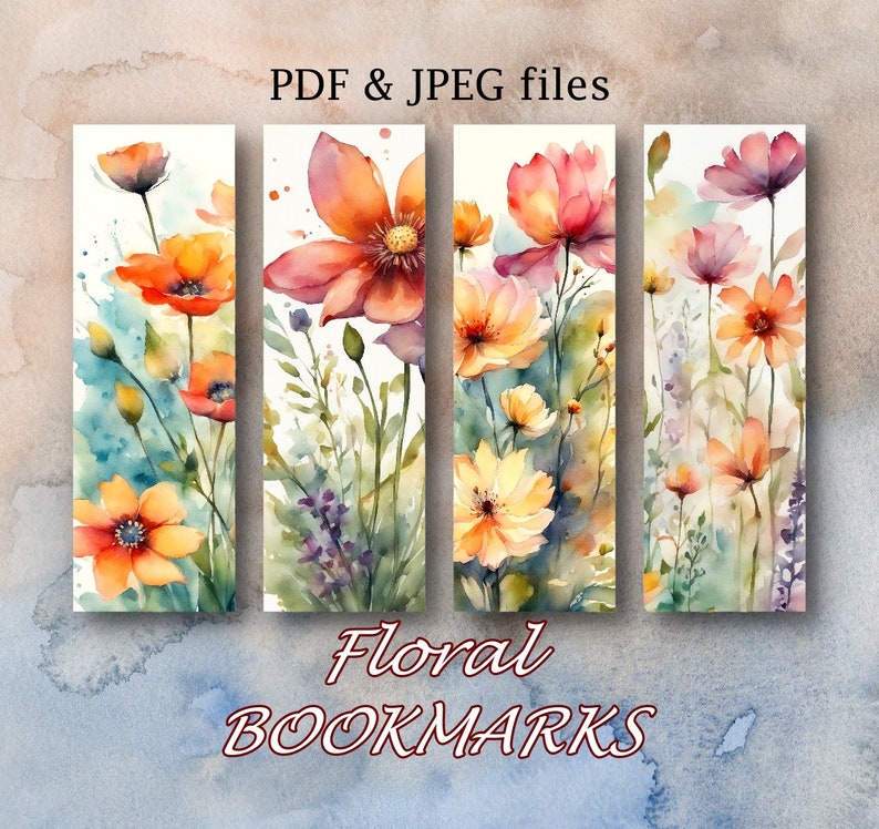 Bookmarks, Floral Bookmarks, Flowers, Printable Digital Download ...