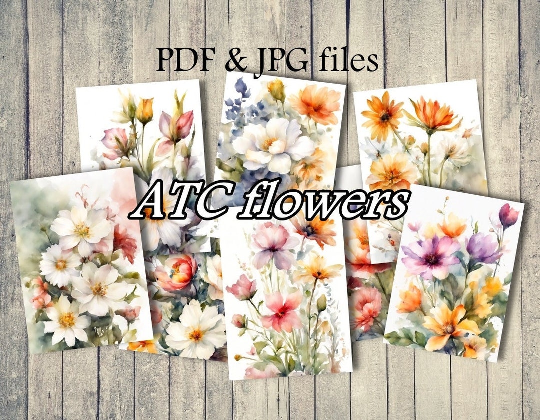 ATC Flowers Printable Digital Download 2.5x3.5 Inches, Floral ATC ...