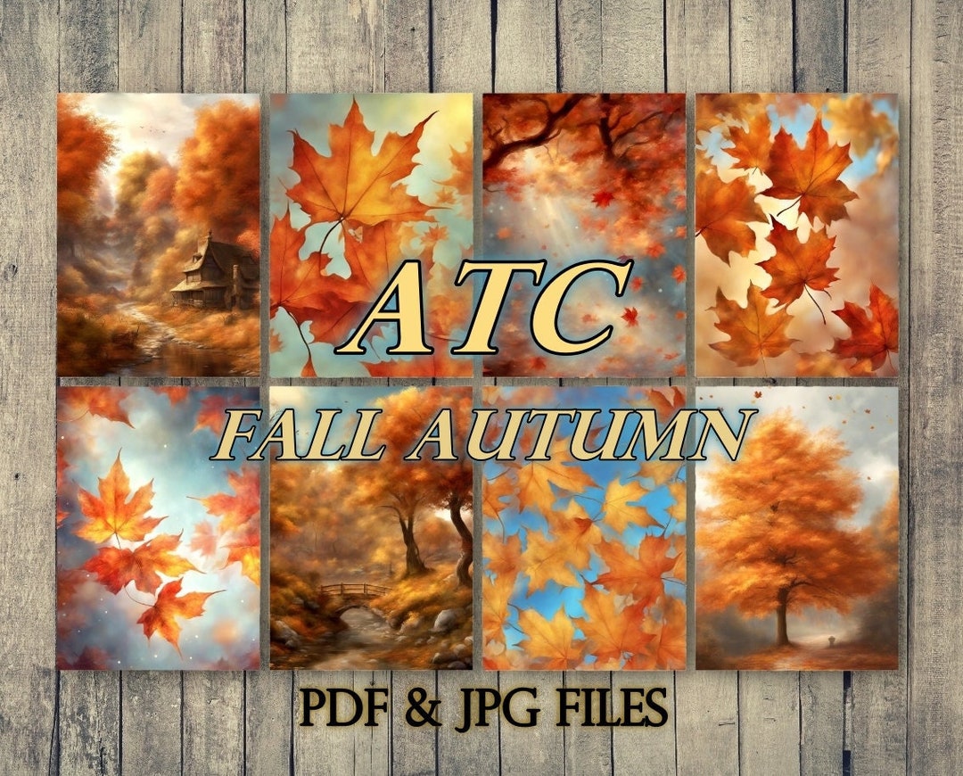 ATC Autumn Fall Printable Digital Download 2.5x3.5 Inches, Maple Leaf ...
