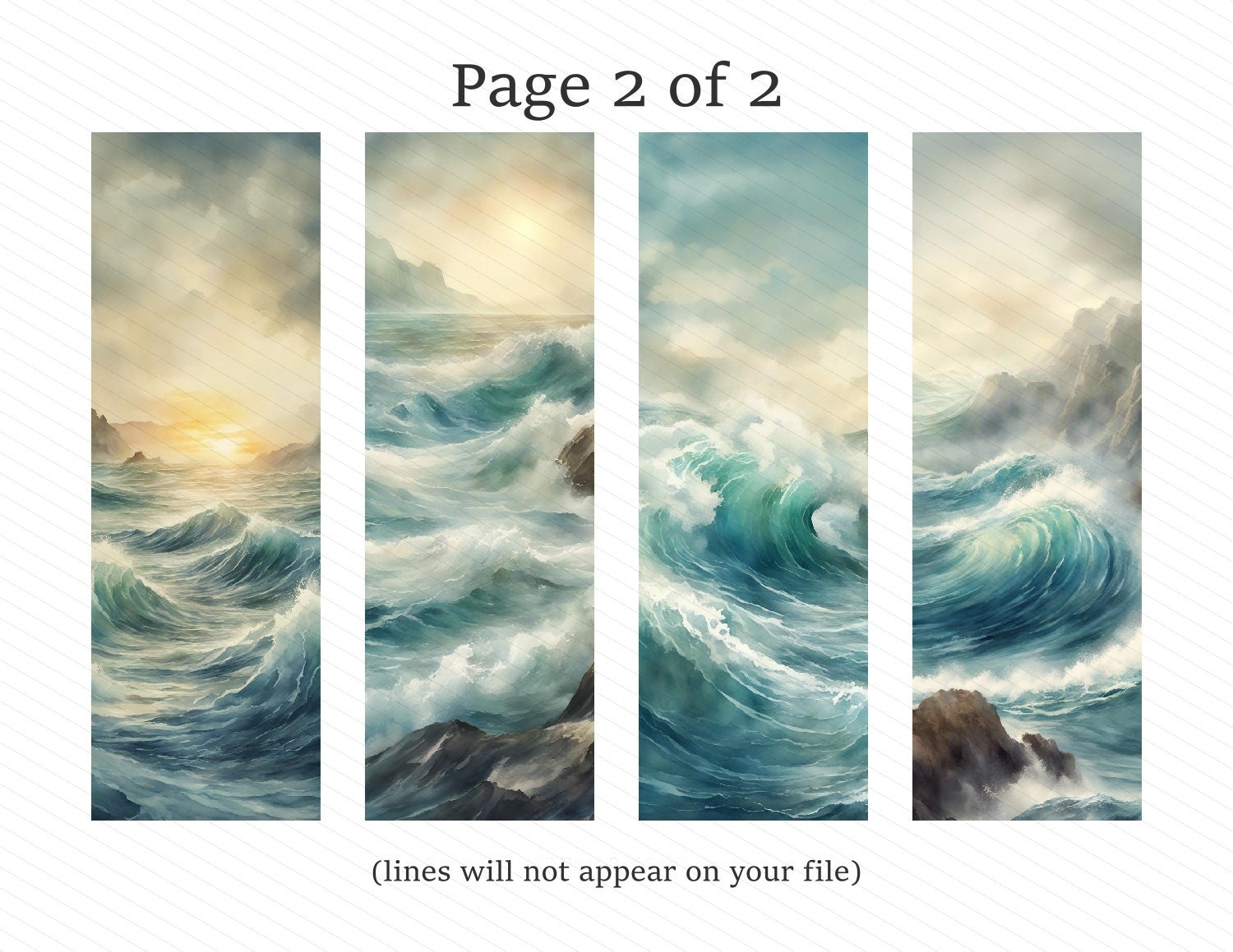 Seascapes Bookmarks, Ocean Bookmarks, Printable Digital Download, Sea ...