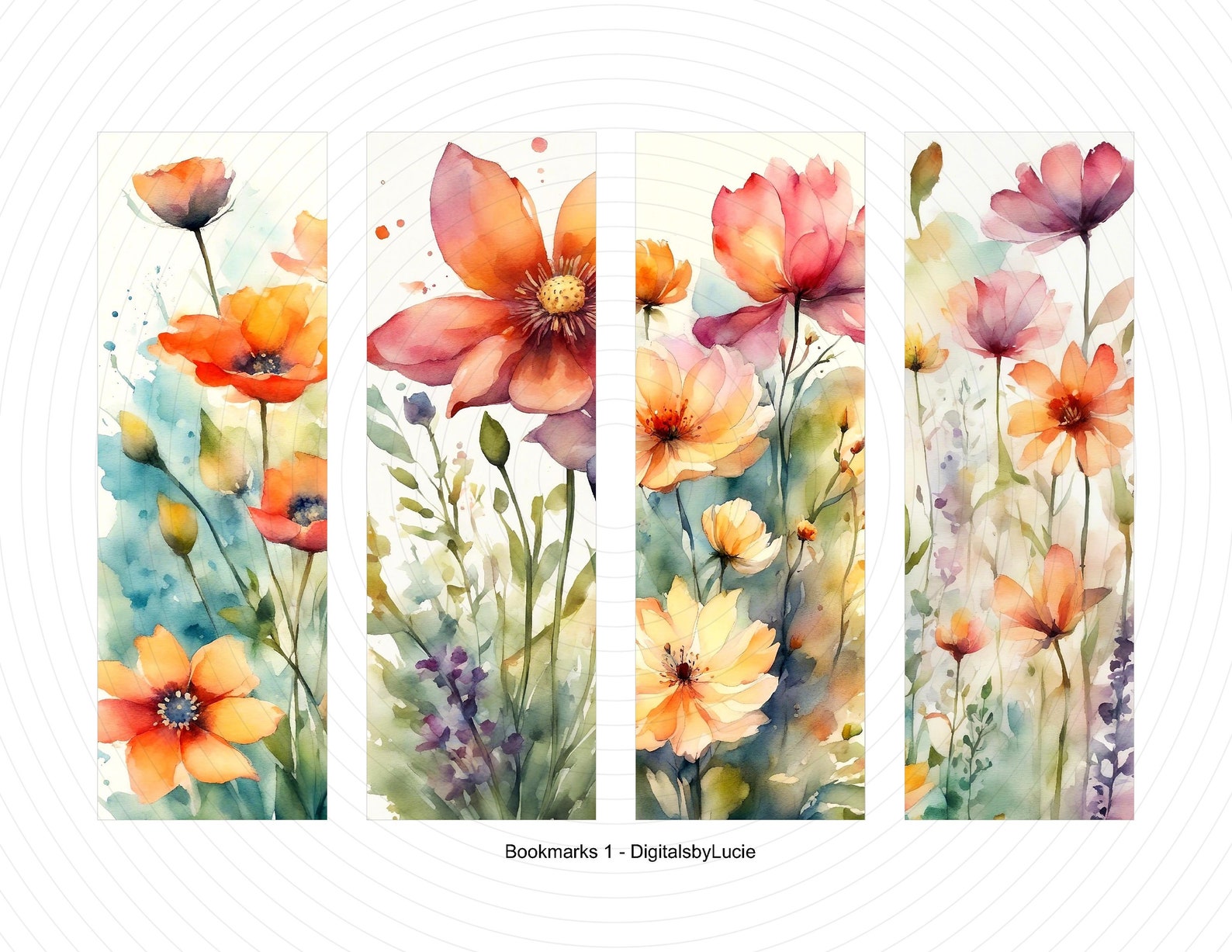 Bookmarks, Floral Bookmarks, Flowers, Printable Digital Download ...