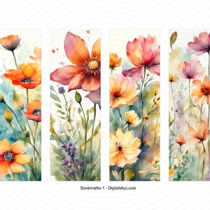 Bookmarks, Floral Bookmarks, Flowers, Printable Digital Download ...