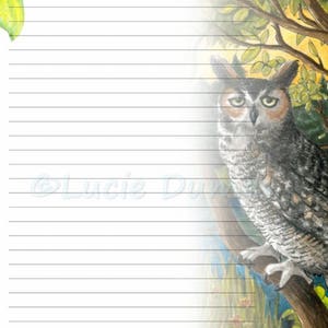 Digital Printable Journal Writing Lined Page Bird 68 Owl Stationary 8 ...
