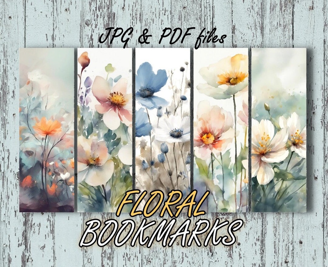 Bookmarks, Floral Bookmarks, Printable Digital Download, Watercolor ...