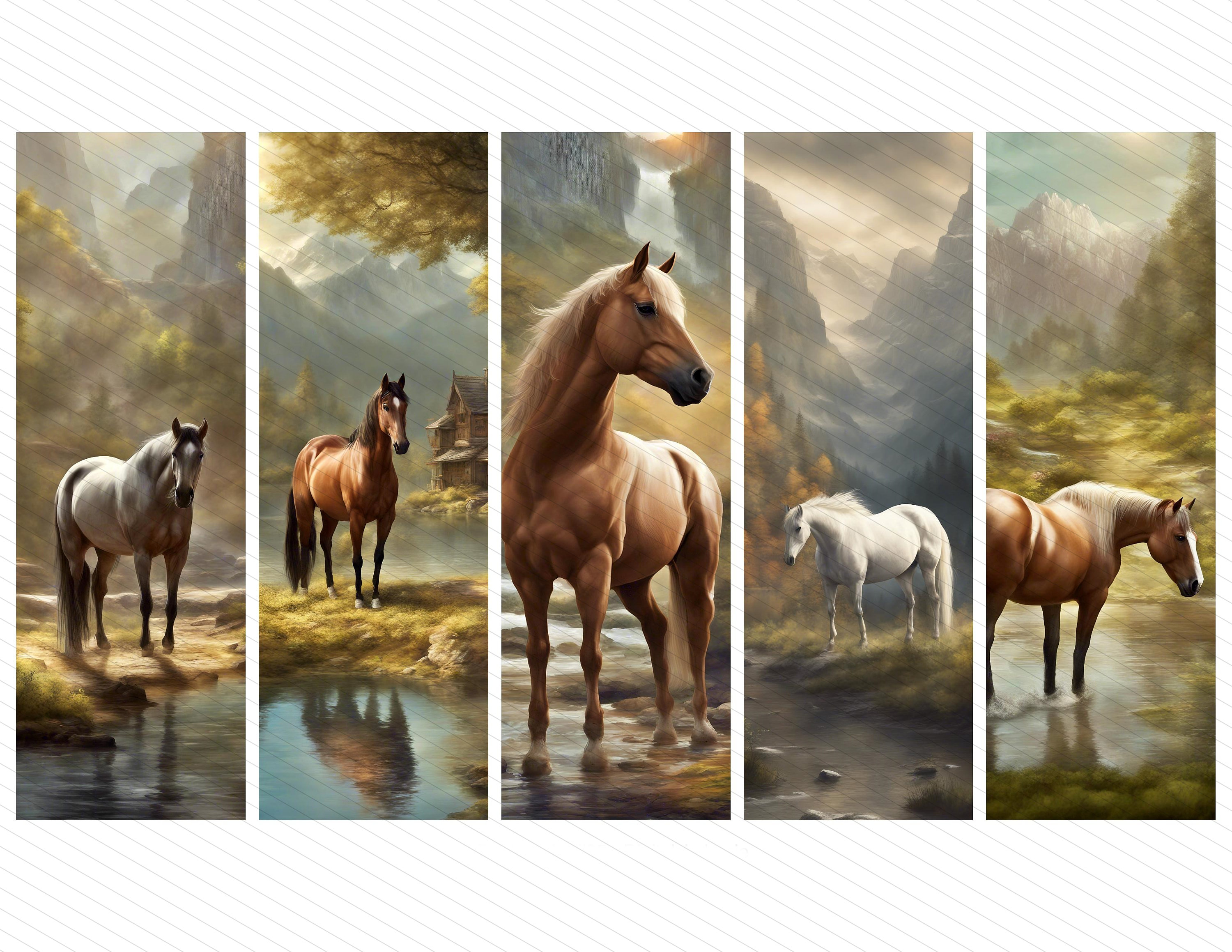 Bookmarks, Horses Bookmarks, Horse, Printable Digital Download, Set of ...