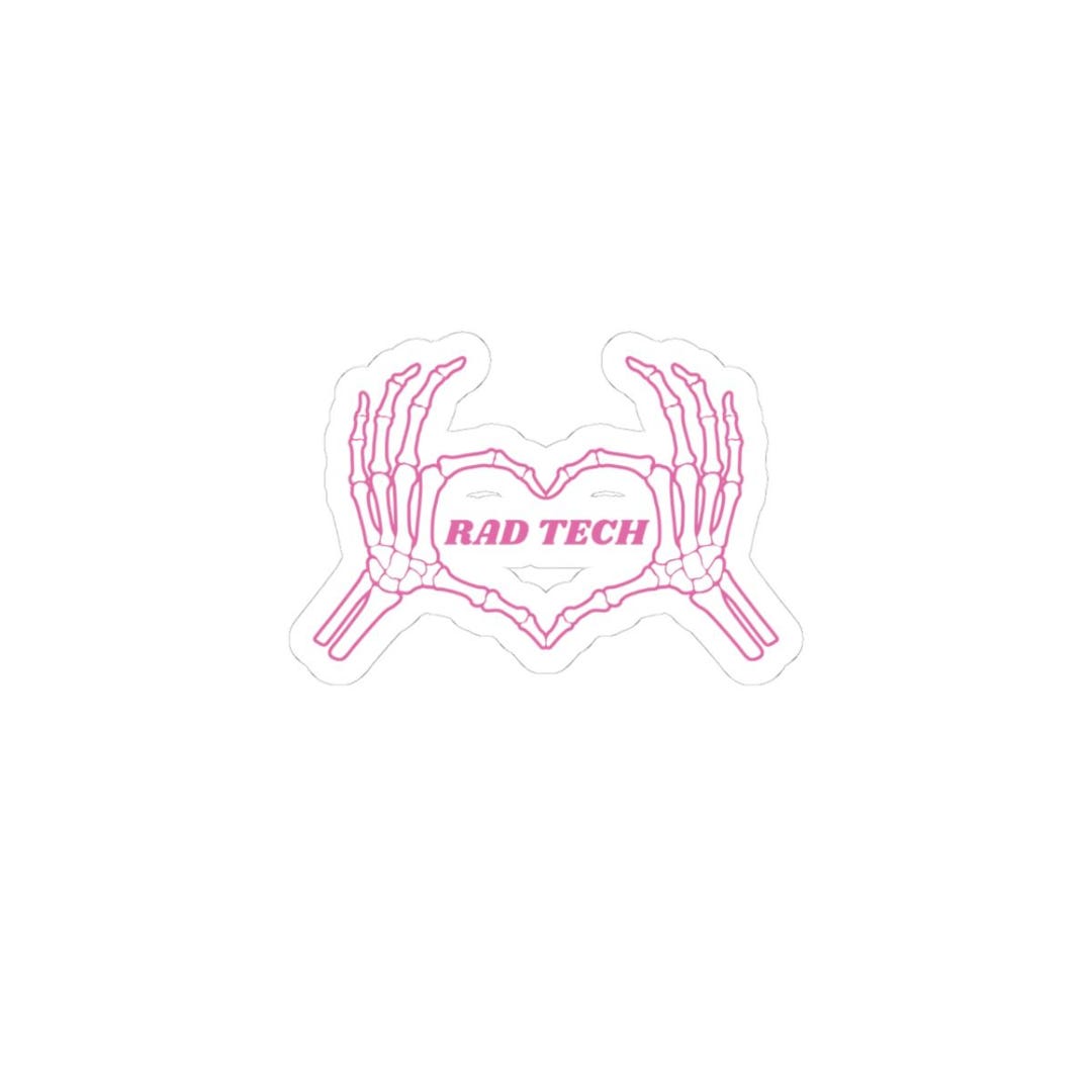 Sticker Radiology Tech Skeleton Heart Pink, X-ray Tech Decals, Rad Tech ...