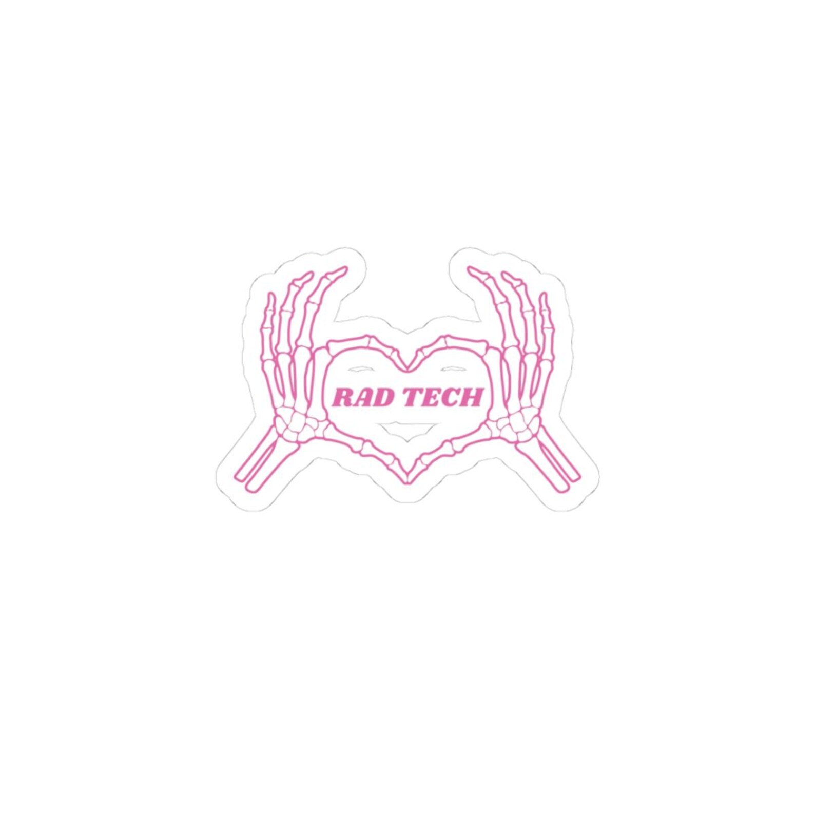 Sticker Radiology Tech Skeleton Heart Pink, X-ray Tech Decals, Rad Tech ...