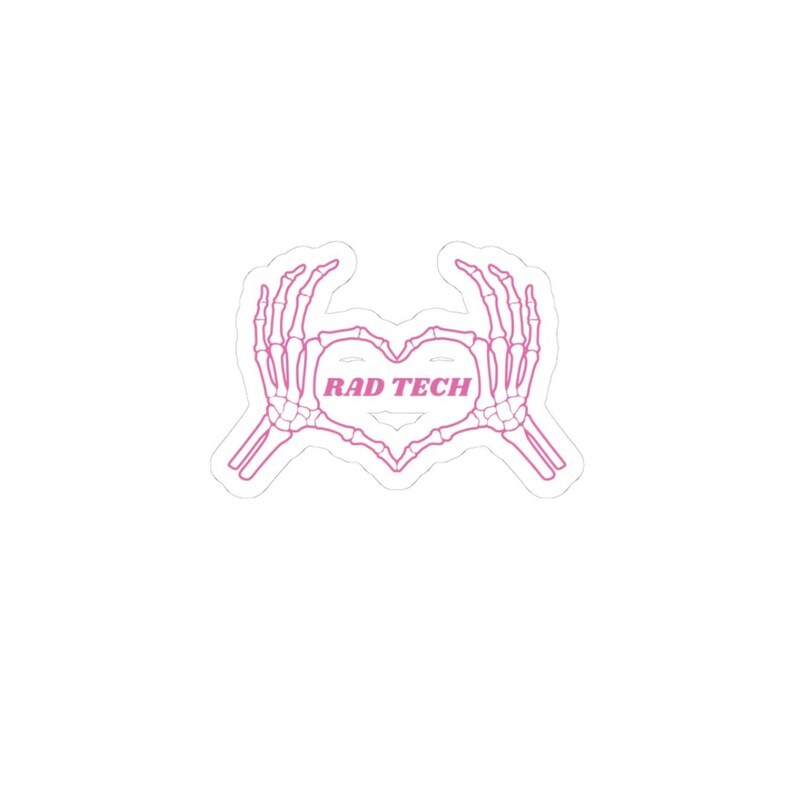 Sticker Radiology Tech Skeleton Heart Pink, X-ray Tech Decals, Rad Tech ...