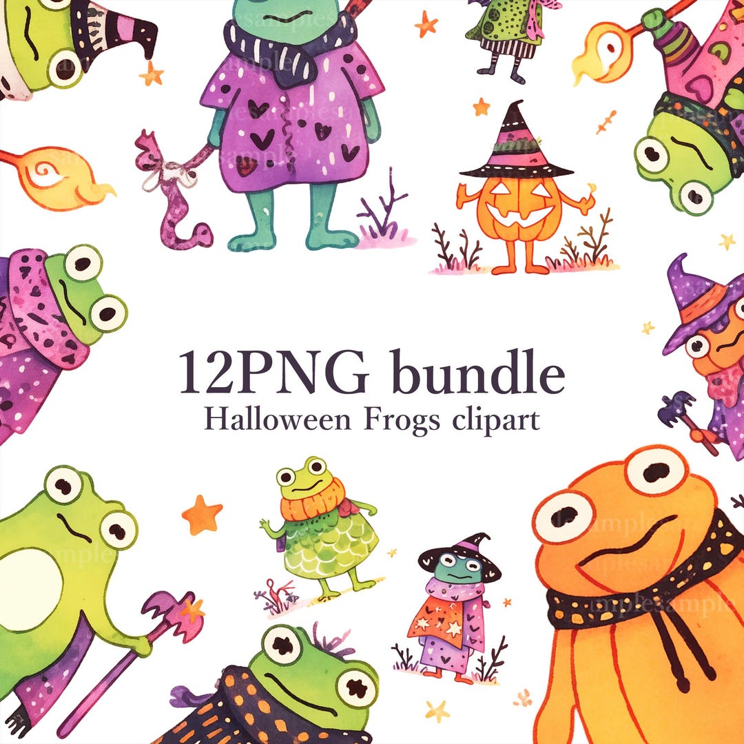 Halloween Frog Clipart: Doodle Style PNG Stickers (digital Download) - Etsy