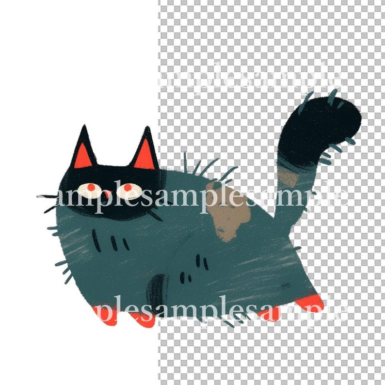 Quirky Cat Clipart PNG , Cute Cartoon Cat Clipart , Funny Kitten Clip ...