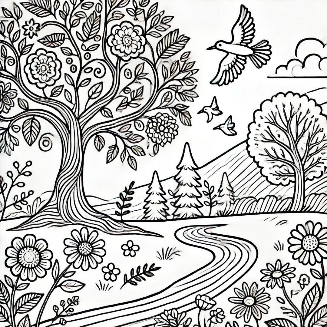 Nature Inspired Coloring Pages - Etsy