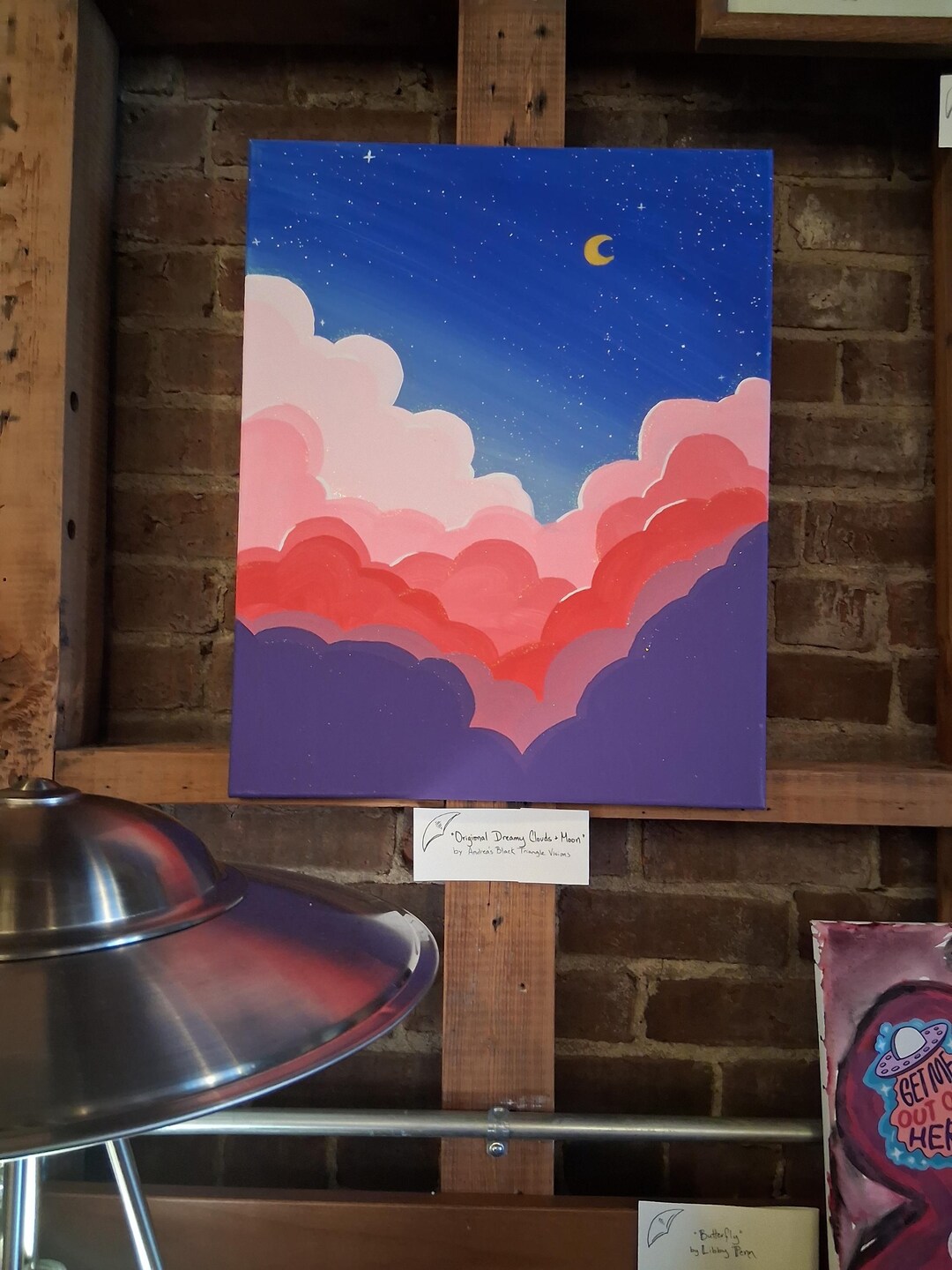 Dreamy Clouds & Moon Acrylic Painting on Canvas Board - Etsy
