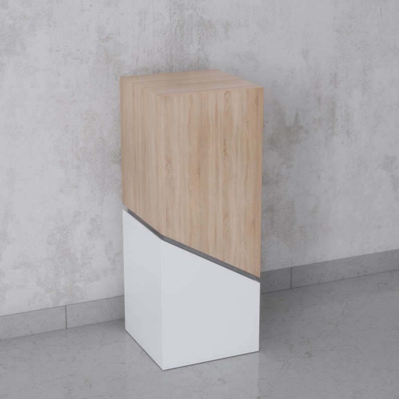 Modern Wood Display Pedestal Stand | Two-tone Plinth Column | Retail ...