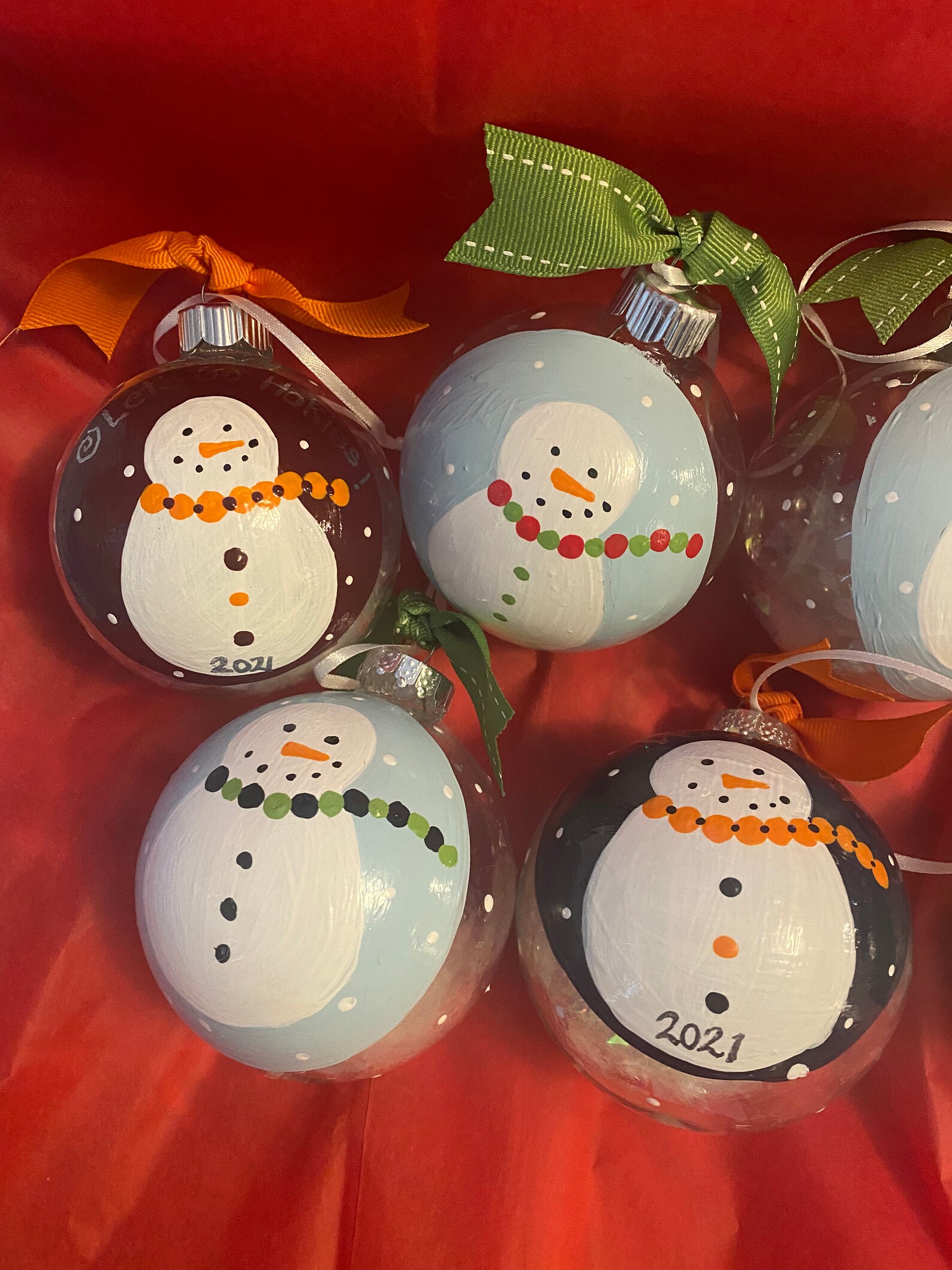 Hand Painted Snowball Ornament - Etsy