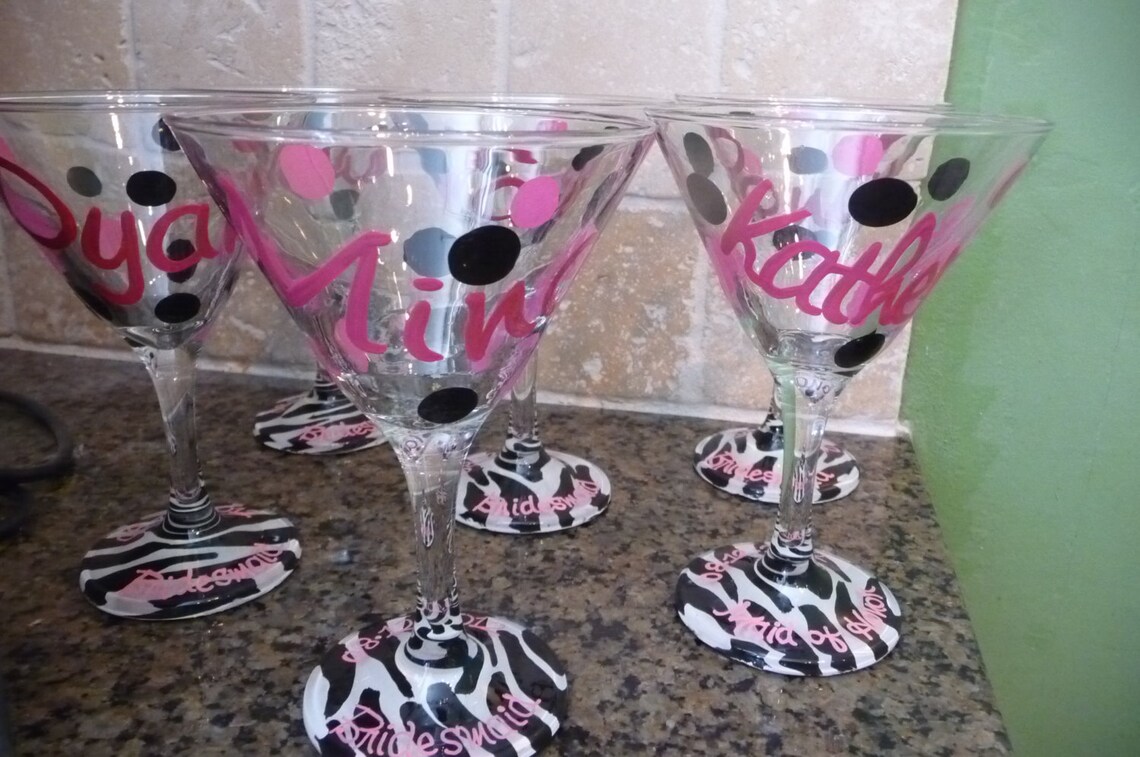 Personalized Zebra Bottom Martini Glass - Etsy
