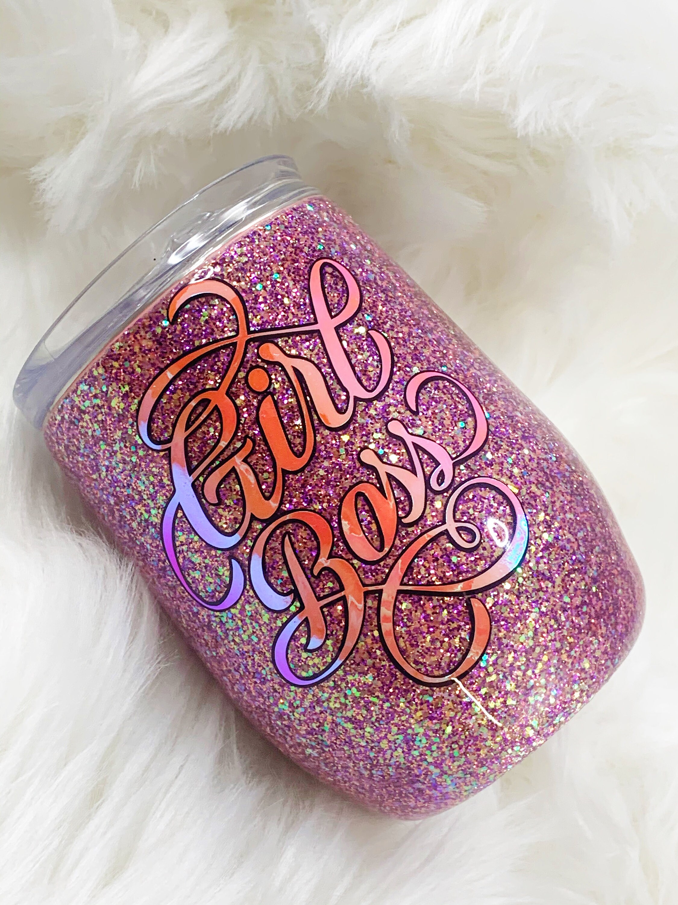 Custom Glitter Tumbler Girl Boss Girlboss 12oz Stemless Etsy