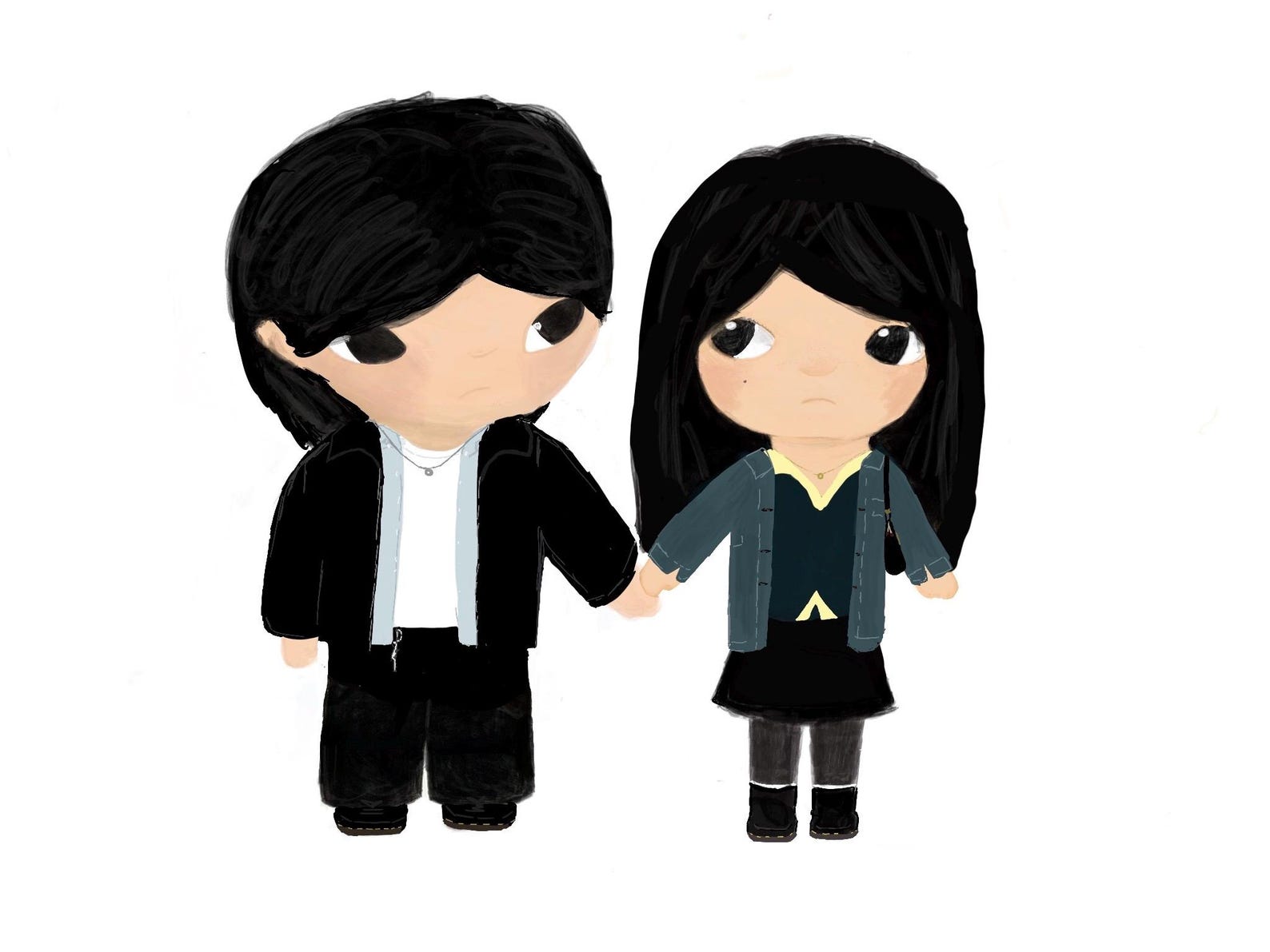 Custom Hirono Couple Portrait Illustration, Personalized Couple and ...