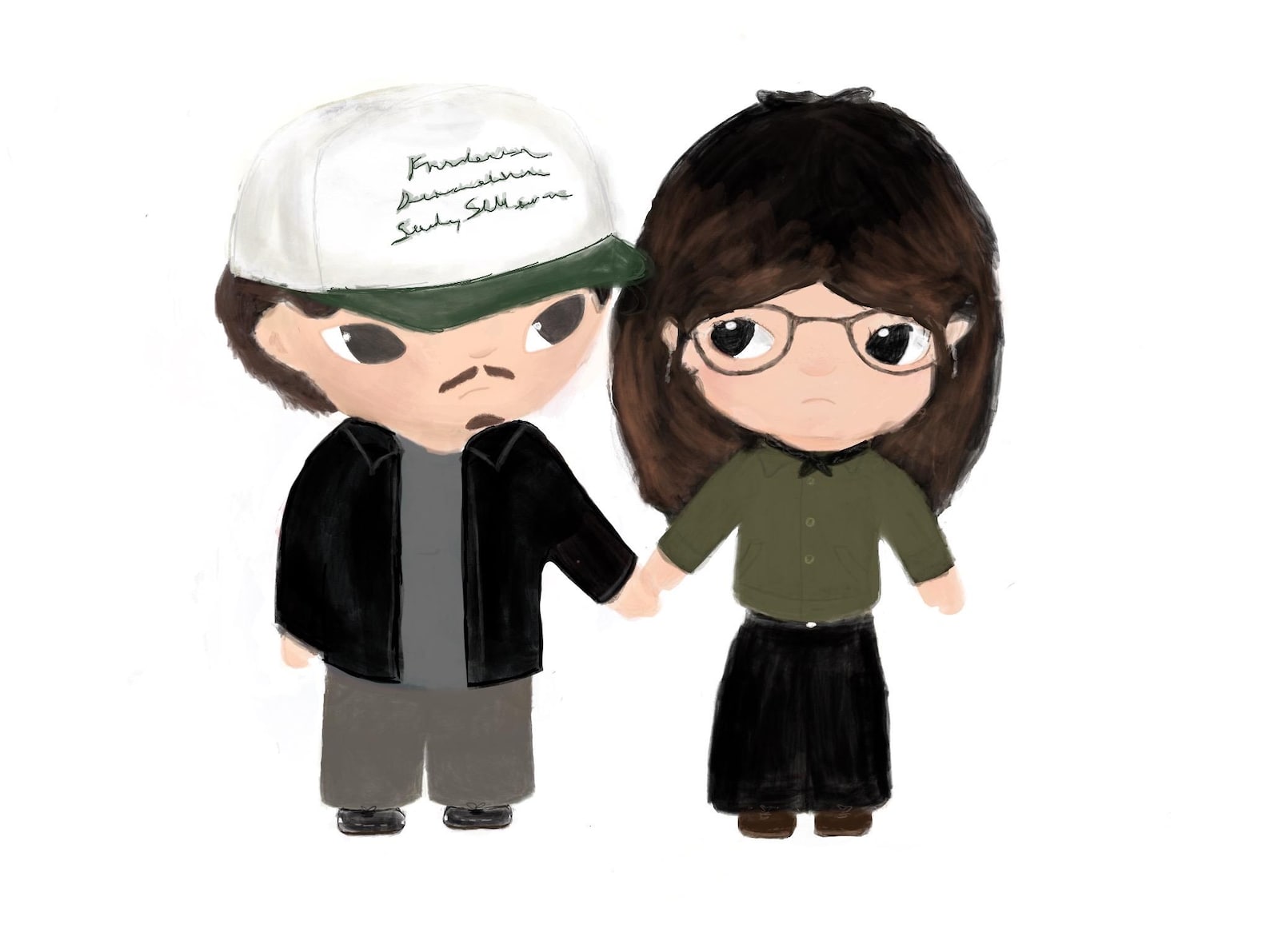 Custom Hirono Couple Portrait Illustration, Personalized Couple and ...