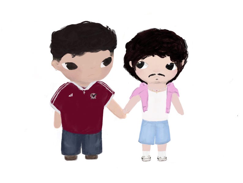 Custom Hirono Couple Portrait Illustration, Personalized Couple and ...