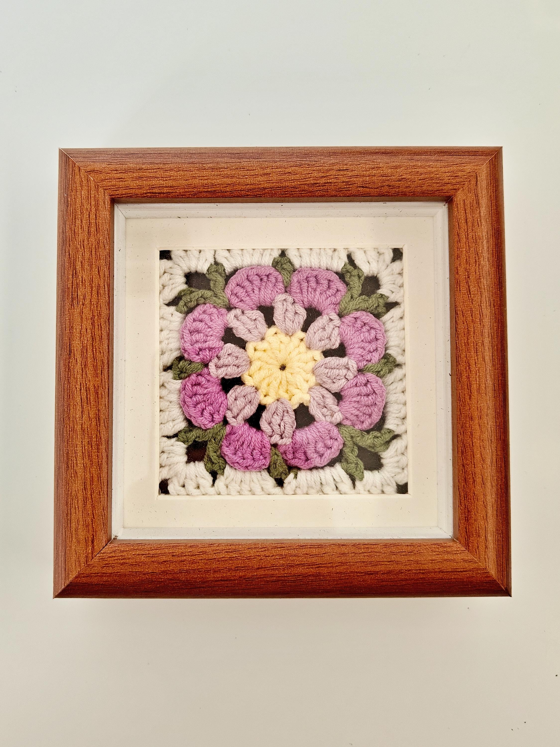 Crochet Granny Square Photo Frame Decor Handmade Flower Pattern Home ...