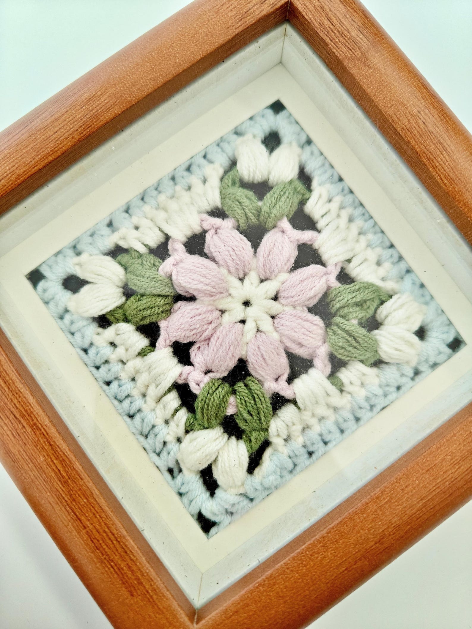 Crochet Granny Square Photo Frame Decor Handmade Flower Pattern Home ...