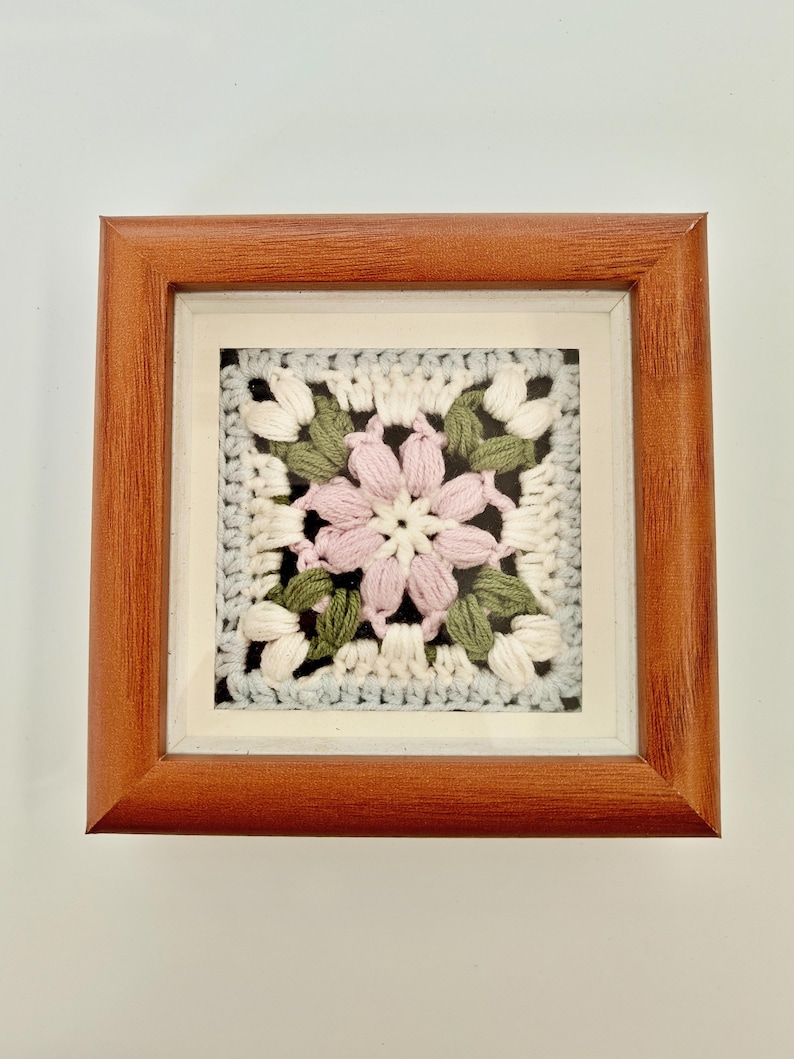 Crochet Granny Square Photo Frame Decor Handmade Flower Pattern Home ...