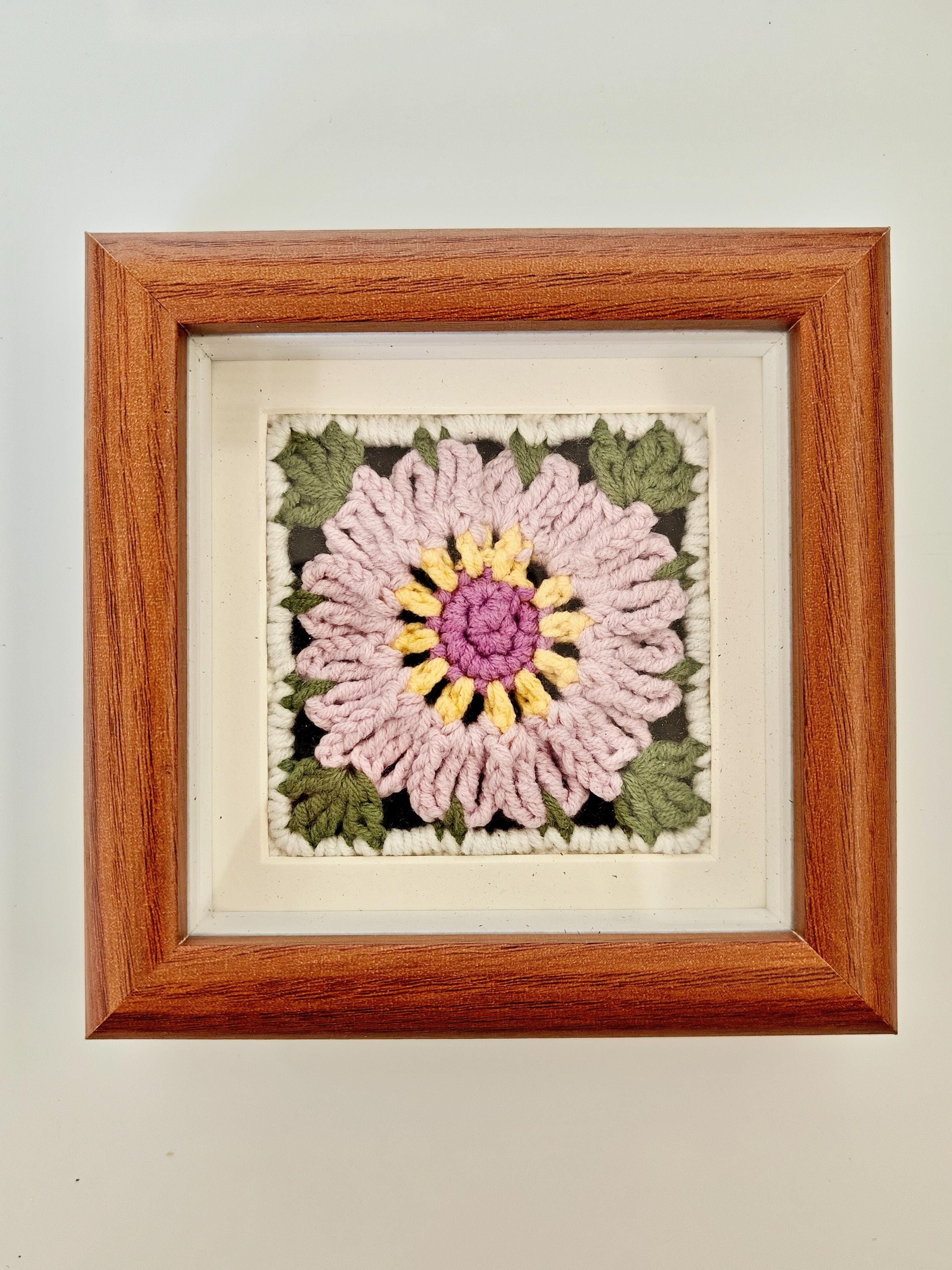 Crochet Granny Square Photo Frame Decor Handmade Flower Pattern Home ...