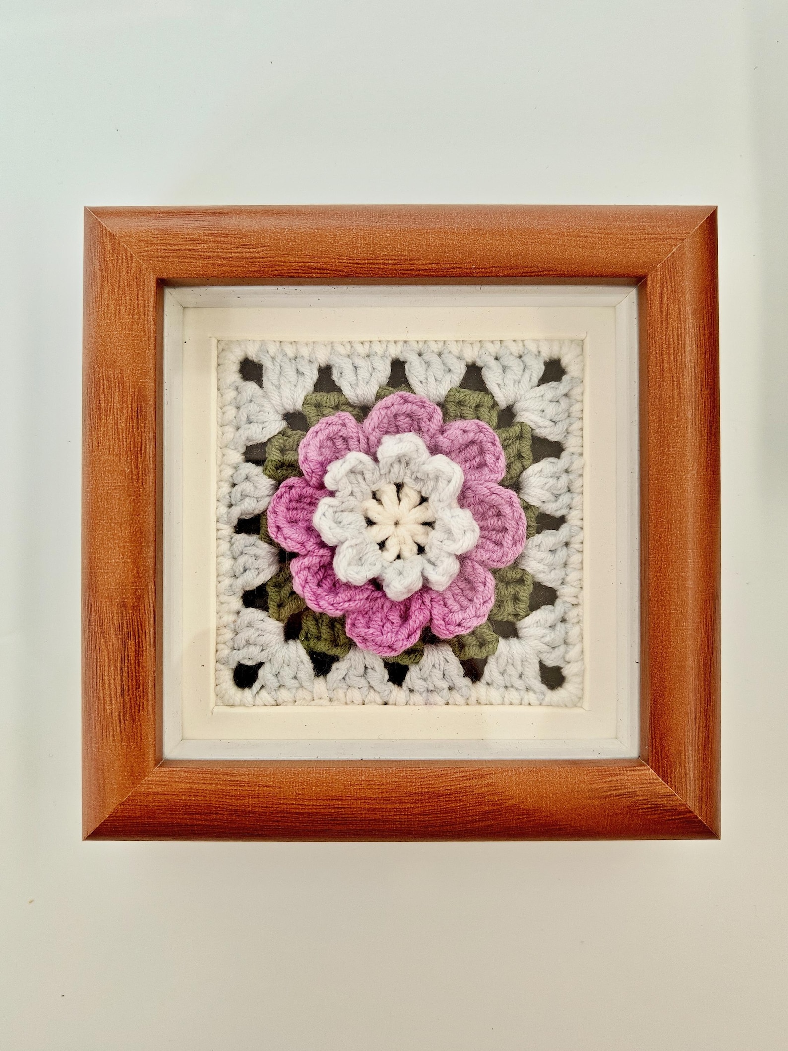 Crochet Granny Square Photo Frame Decor Handmade Flower Pattern Home ...