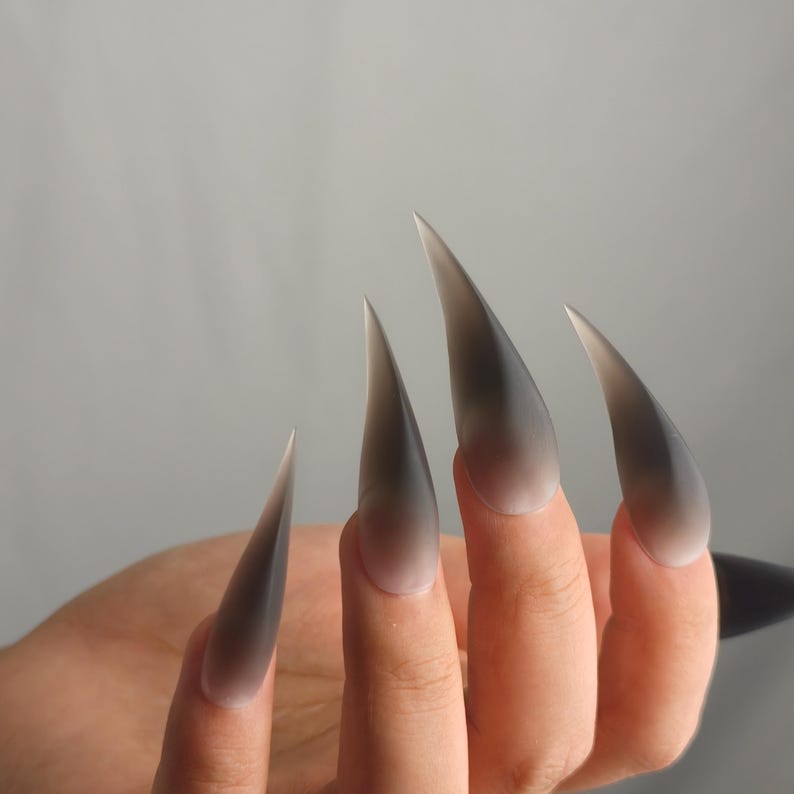 Matte Black Dragon Claw Press on Nails, Long Sharp Acrylic Claws ...
