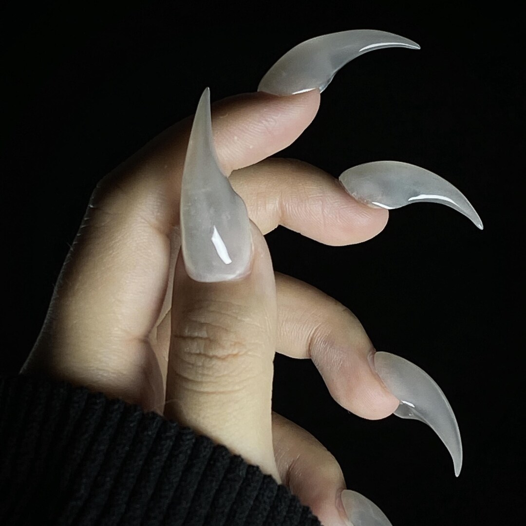 Ice White Claw Press-on Nails | Demon Claw Nails | Fox Nails | 3D Dragon Claw | Cat Nails ...