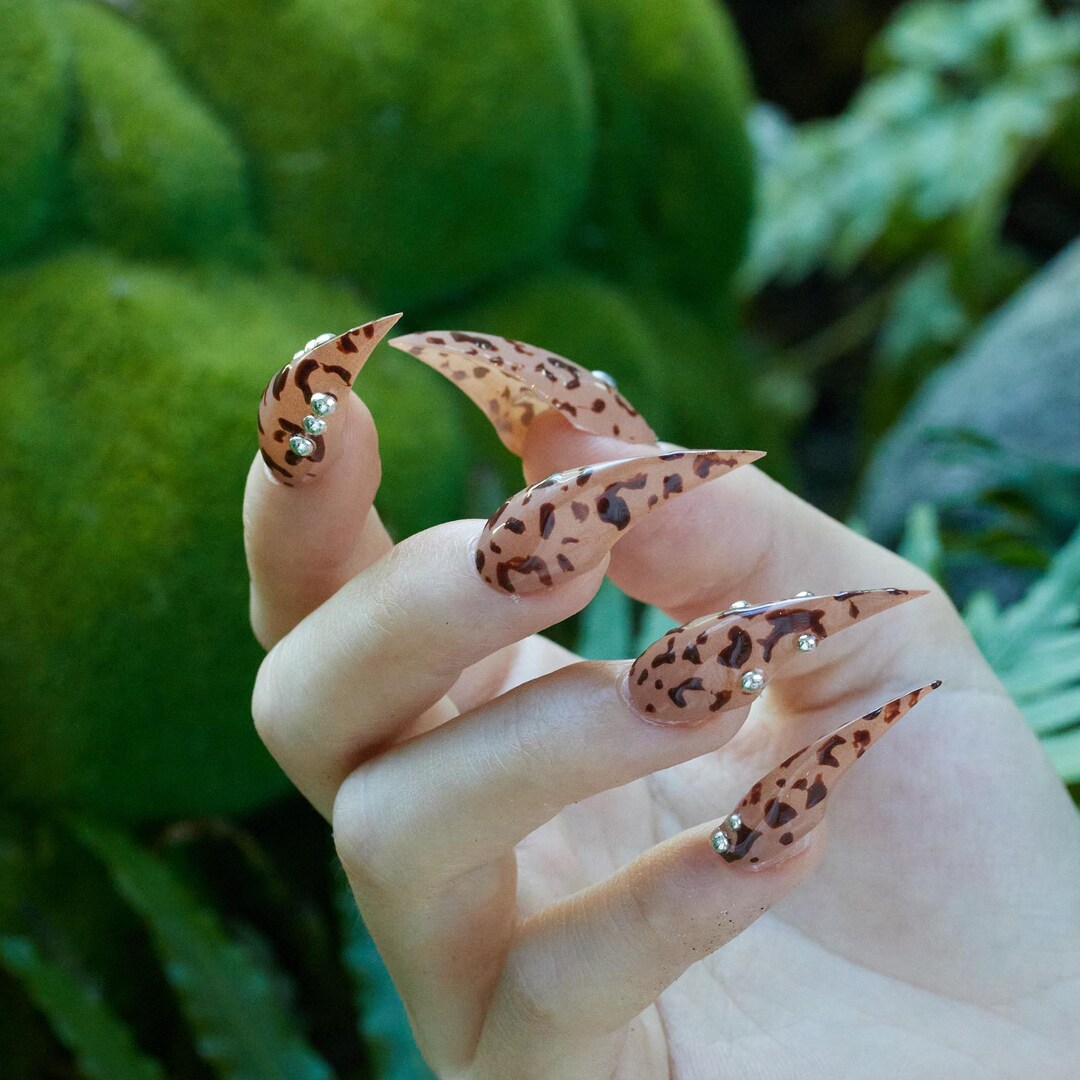 Leopard Print Claw Press on Nails | Handmade Animal Claw Nails ...