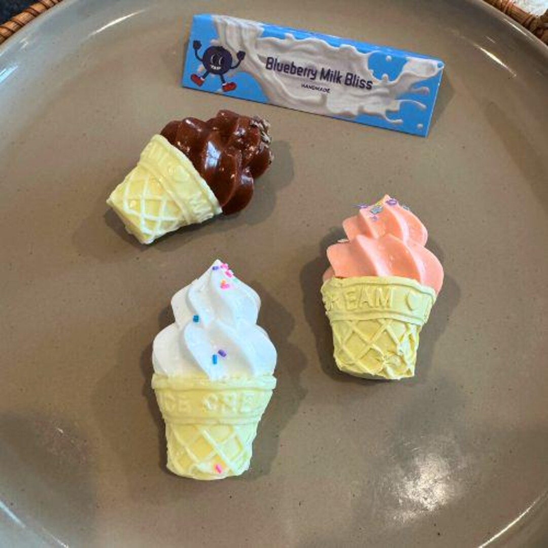 Handmade Mini Triple-color Ice Cream Taba Squishy, Slow Rising ADHD Toy ...