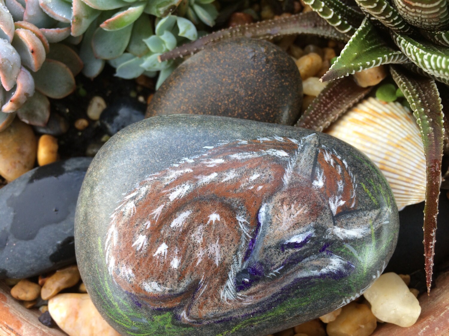 Baby Deer Painted Stone Rock / Hand Painted Stone / Home/Patio | Etsy