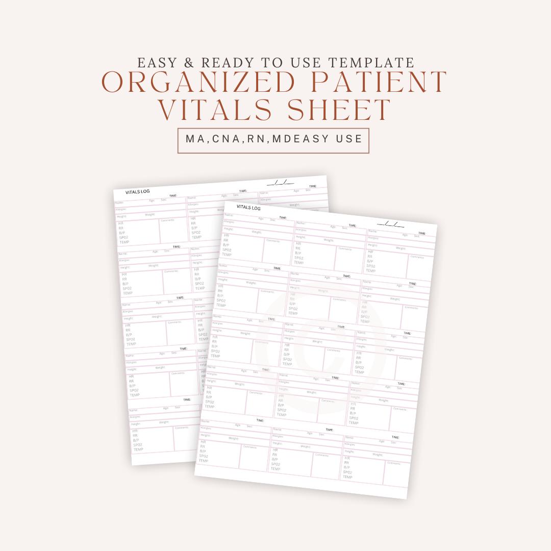 Vitals Log Printable, Medical Vitals Tracking Log, Reusable Health ...
