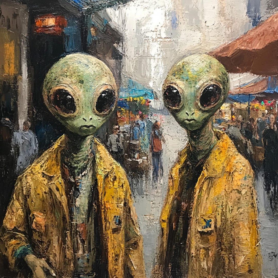 Sci-fi Alien Painting, Original Large Canvas Wall Art, Interstellar Art ...