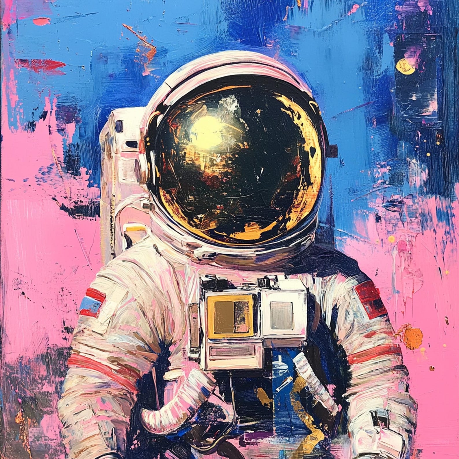 Colorful Astronaut Painting: Original Acrylic Space Art on Canvas - Etsy