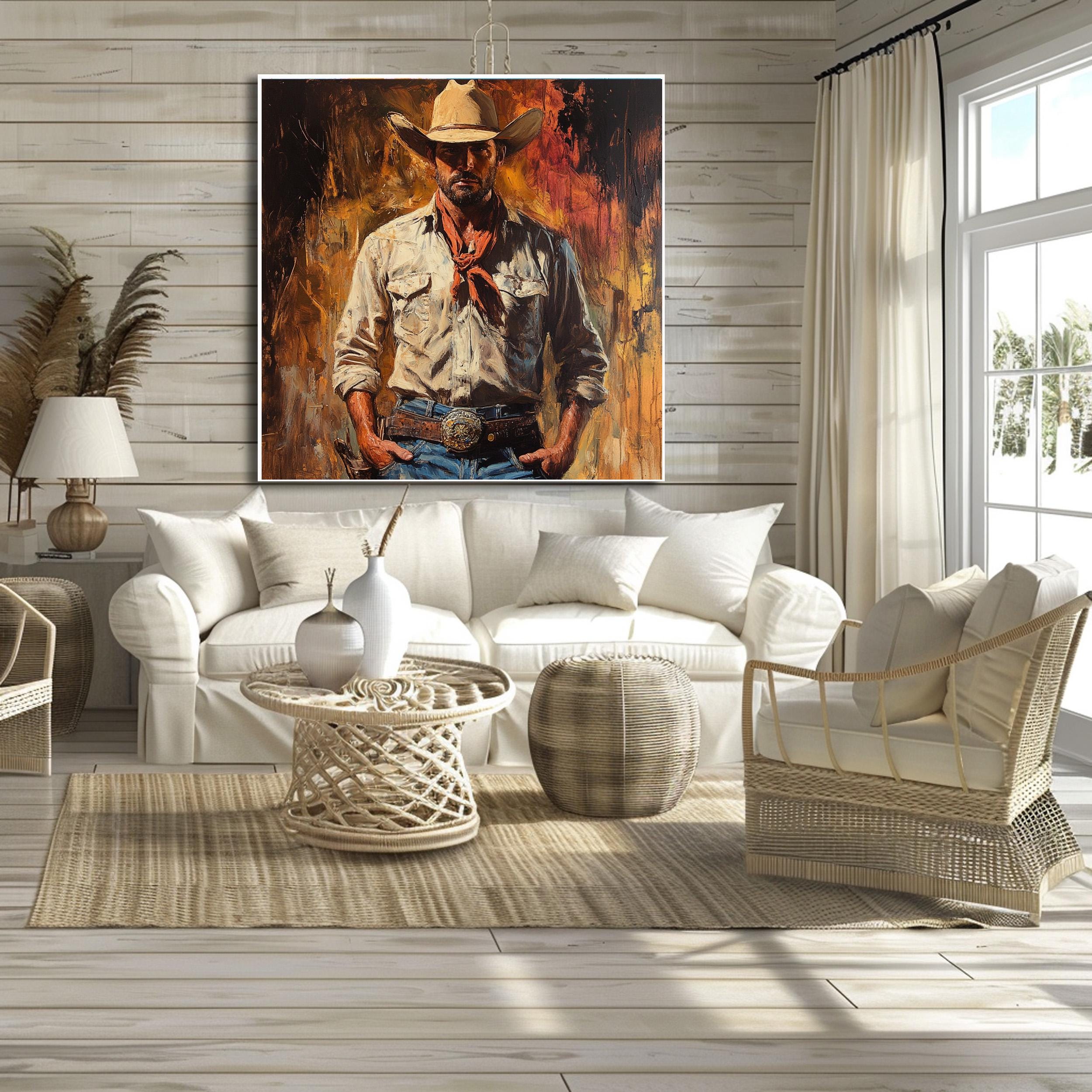 Cowboy - Original Artwork on Canvas 36*36 In - Etsy