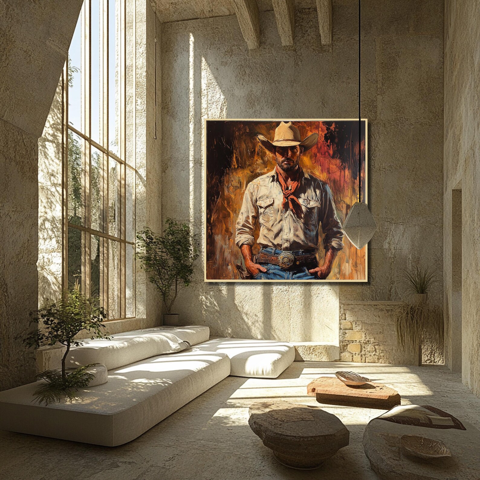 Cowboy - Original Artwork on Canvas 36*36 In - Etsy